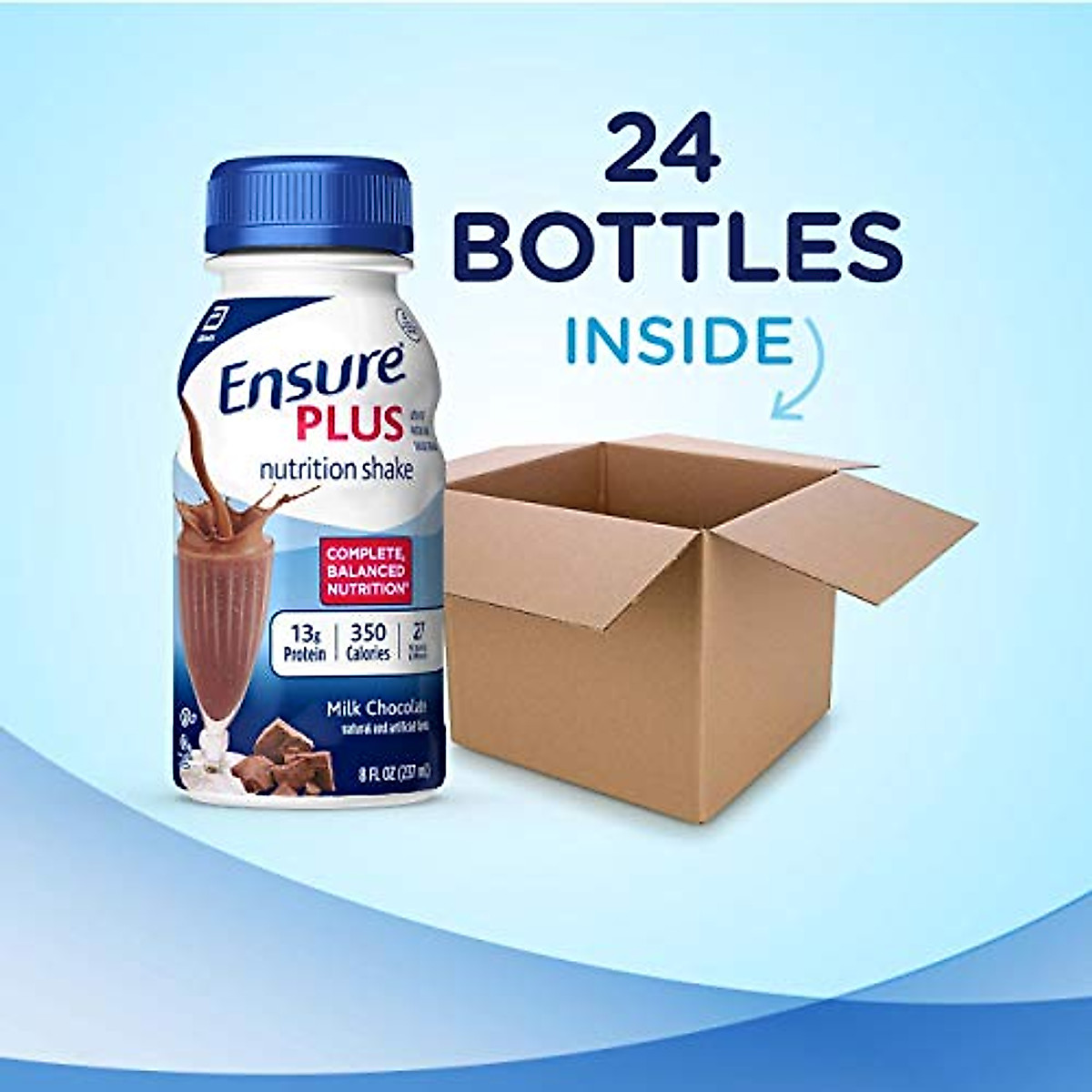 Ensure Plus Nutrition Shake With 16 Grams of Protein, Meal Replacement Shakes, Milk Chocolate, 8 Fl Oz (Pack of 24)