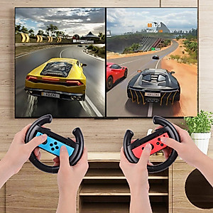 Switch Steering Wheel for Switch Accessories-Gifts for Men Gadgets Accessories for Switch Mario Kart Racing Game, Racing Wheel 4 Packs Lightweight Gadgets With Comfort Handle for Family Party