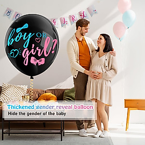 Wsaeig Gender Reveal Balloon Pop - 36 Inch Baby Gender Reveal Balloons With Confetti,2 Pcs Boy or Girl Balloon Gender Reveal Black Large,Big Balloon Gender Reveal Ideas