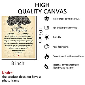 Rock Band Poster - Set of 4 Panels UNFRAMED Vintage Canvas Prints Cool Wall Art 8*10" Music Posters Band Posters Dictionary Inspirational Wall Art Beatles Gifts for Men Women Music and Rock N Roll Fans