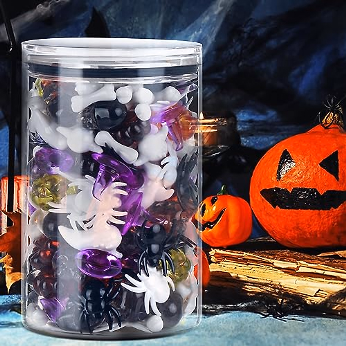 270 PCS Halloween Vase Fillers Includes Mini Acrylic Pumpkin Cute Ghost Mini Skull Head Small Witch Hats, Halloween Party Table Decoration Halloween Decorations Tiered Tray Decor