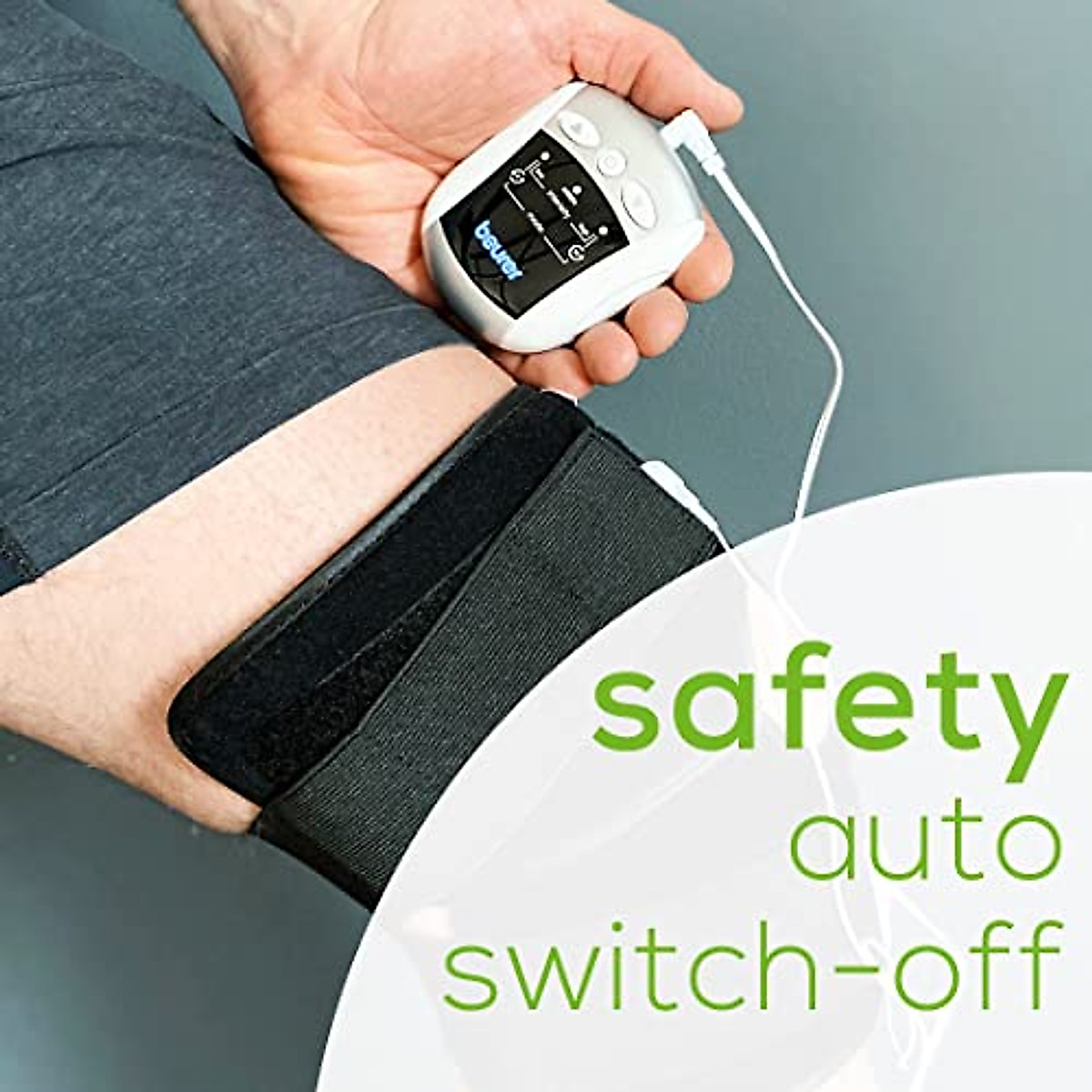 Beurer EM34 TENS Unit Muscle Stimulator, 2-in-1 Knee & Elbow TENS Machine, E-Stim Device for Knee Pain Relief with 25 Intensity Levels, Electric Massager with Universal Brace