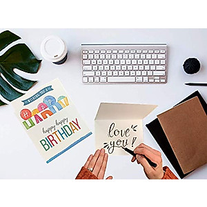 Spark Ink Happy Birthday Cards Assortment with Envelopes, 50pcs Large Mixed Greeting Happy Birthday Card Set for Kids & Adults, Blank Inside, 4x6in Unique Bday Cards in Bulk, Assorted Variety Box Pack