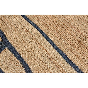 Gautam International Scallop Pattern Jute Bohemian Area Rug (2'x3', Navy)
