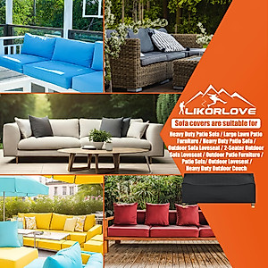 Likorlove 100% Waterproof Outdoor Sofa Cover, 78" Wx 33" Dx 32" H Patio Furniture Covers Waterproof, Windproof 2-Seater Sofa Cover Heavy Duty with Air Vent and Handles for Lawn, Backyard Deck, Black