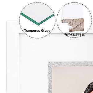 Golden State Art, White Baby Frame, Little Angel Solid Wood picture frame with White/Silver Double Mat, Baby Nursery Decor for Baby Girl or Baby Boy (8x8-inch for 4x4-inch, 1-Opening)