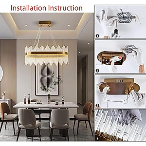 Chandelier,Crystal chandelier, Ceiling Chandelier Lamp, Modern Crystal Chandelier Oval Gold Crystal Pendant Light LED Chandelier Hanging Lighting Fixture Adjustable Height for Dining Room Kitchen Livi