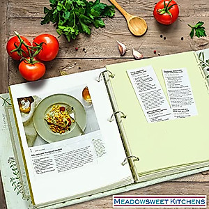 Meadowsweet Kitchens Collected Recipes Cookbook-3 Ring Binder W/8 Tab Dividers W/Categories, Make Your Own Cookbook, 36 8 1/2 x 11 Self-Adhesive ("Magnetic Pages") Recipe Pages - Botanical Treasures