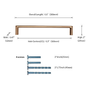 KNOKLOCK 10 Pack 6.3 Inch(160mm) Cabinet Pulls Square Champagne Bronze Kitchen Cabinet Handles Kitchen Cabinet Hardware Gold Drawer Pulls for Dresser Cupboard Wardrobe