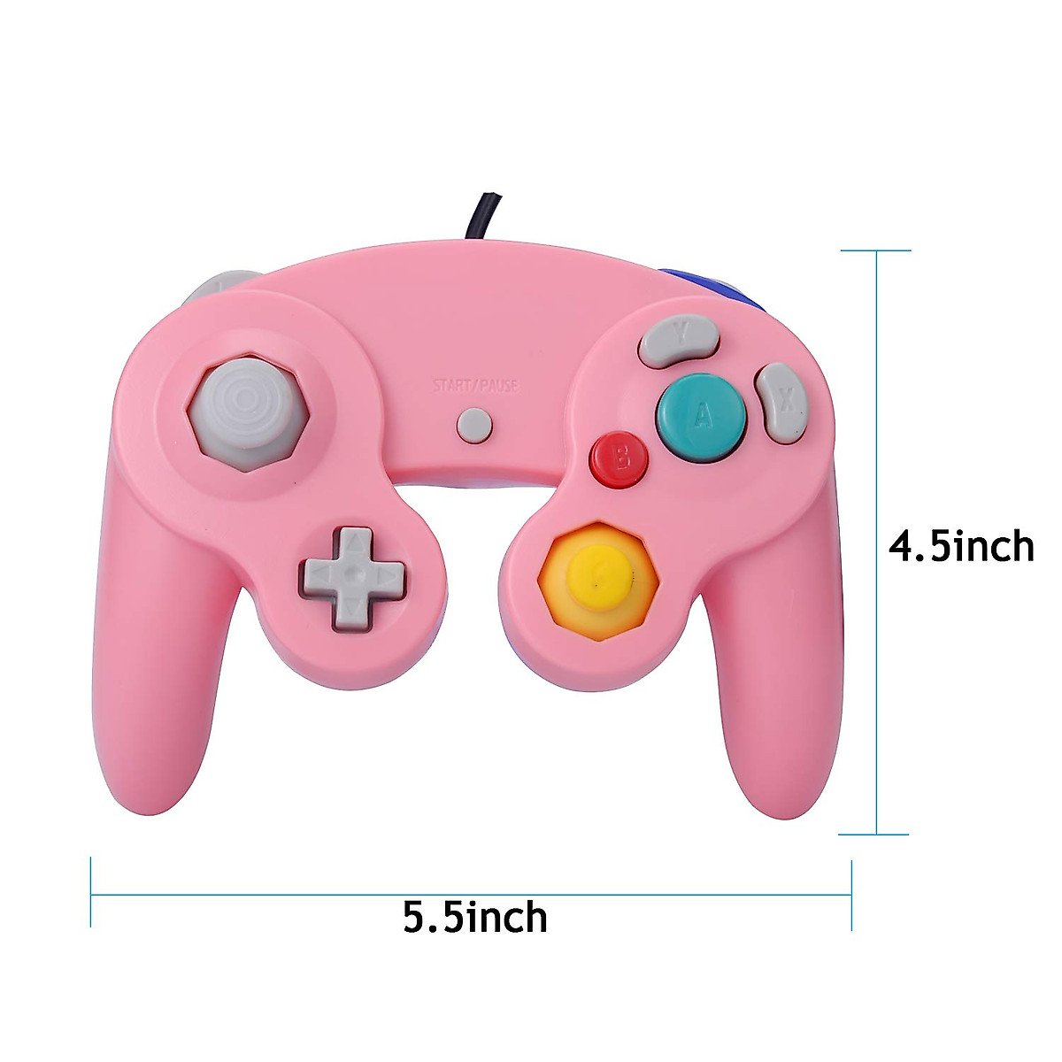 ONE250 2 Pack Classic Shock Joypad Wired Controller, Compatible with Wii NGC Gamecube Game Cube (Pink & Yellow)