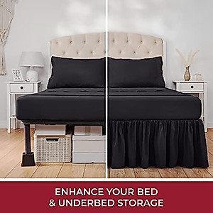 Mellanni Bed Skirt Twin Size - Bed Skirting - 15-Inch Tailored Drop Pleated Dust Ruffle - Hotel Luxury Bedding - Wrinkle, Fade, Stain Resistant - 1 Bedskirt (Twin, Black)