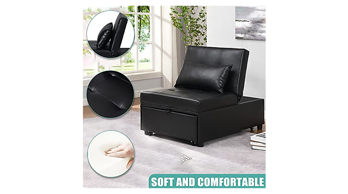 4 in 1 Convertible Sleeper Chair Bed for Small Spaces