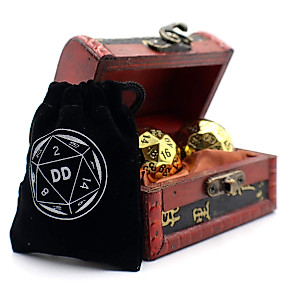 Large D60 Metal Dice with Gold Treasure Chest for Role Playing Games