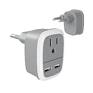 Bates- European Travel Plug Adapter, Adapter with USB, European Plug Adapter, US to Europe Plug Adapter, Converters and Adapters for Travel, Outlet Converter, Power Adapter Europe, Adapters for Europe