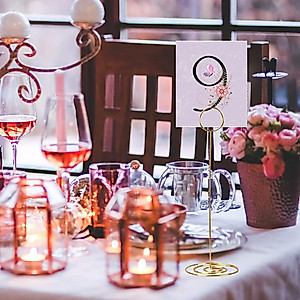 KINGDOM SOLUTIONS 20 Pack 8.75 inch Tall Table Number Holders - Gold Place Steel Table Picture Stands Card Holder, Food Signs, Memo Notes, Weddings, Restaurants, Birthdays, Anniversary Party