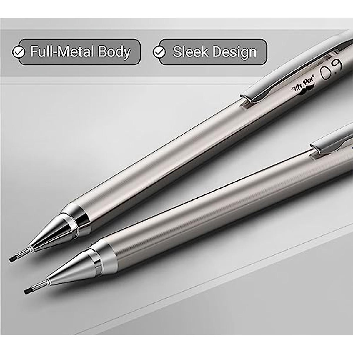 Mr. Pen- Mechanical Pencils, Metal, 0.9mm, 2 Pack, Drafting and Lead Pencils