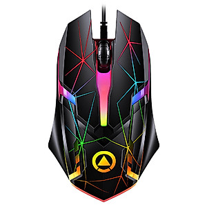 Atrasee RGB Gaming Mouse Wired PC Computer Mice for Laptop, 1200 DPI, 7 Colors LED Backlit, 3 Buttons, USB Ergonomic Optical Mouse for Game Office Windows Mac Linux, Crack