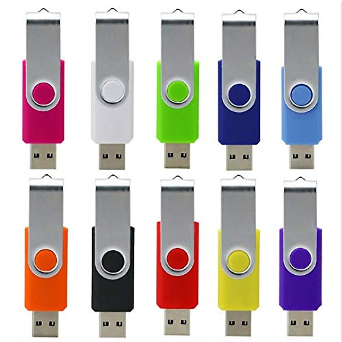Wholesale/Lot/Bulk - ( 10 Pack ) USB 2.0 Flash Memory Stick Pen Drives U Disk Thumb Jump Pen Drive【 Random 5 Colors】【Ships from USA】 (2 GB)