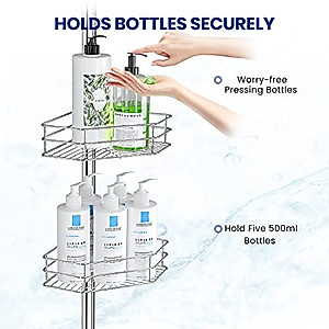 SEIRIONE Shower Caddy corner, Rustproof Shower Organizer, 4 Tier Shower Shelves, No Drilling Shower Rack, Adjustable Shower Storage and Large Shower Shelf for Inside Shower, 56 to 114 Inch