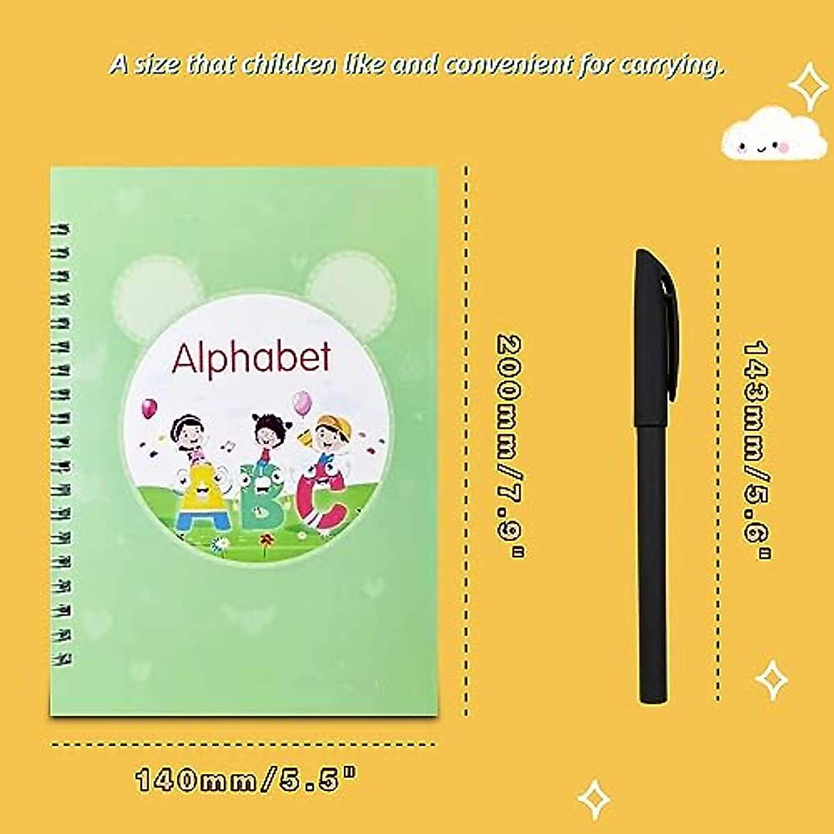 Reusable Grooved Handwriting Workbooks,Magic Copybook,Magic Writing Practice Copy Books, to Help Children Improve Their Handwriting Ink Practice Age 3-8 ​Calligraphy for Kids(5 Books with Pens)