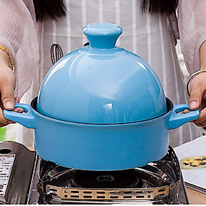 NESKX Ceramic Cooking Pot Cast Iron Pot with Lid Cooking Pot,Large Cooking Tagine with Conical Cover,Tagine Cooking Pot for Different Cooking Styles,Lead-Free Casserole Pan