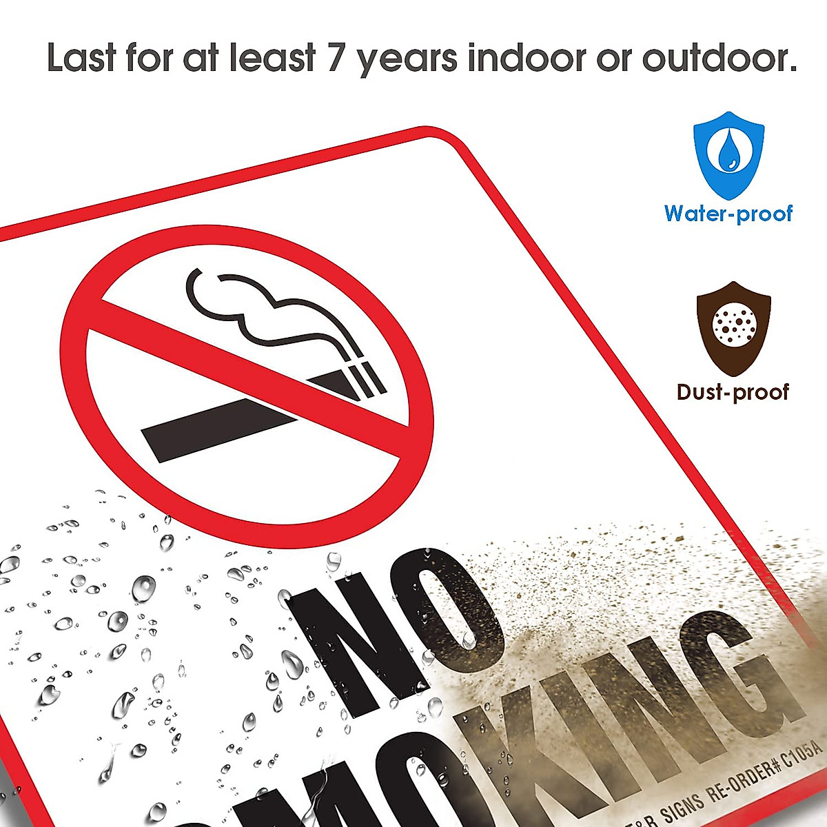 No Smoking Sign Stickers - 6 Pack 6 x 6 Inches - 4 Mil Vinyl - Laminated for Ultimate UV, Weather, Scratch, Water and Fade Resistance - Self Adhesive- Indoors and Outdoors