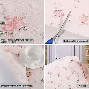 uxcell Non Adhesive Kitchen Table Cabinet Shelf Paper Drawer Liner Mat Lining Pad, 11.8 Inch x 9.8 Ft, Rose Pattern