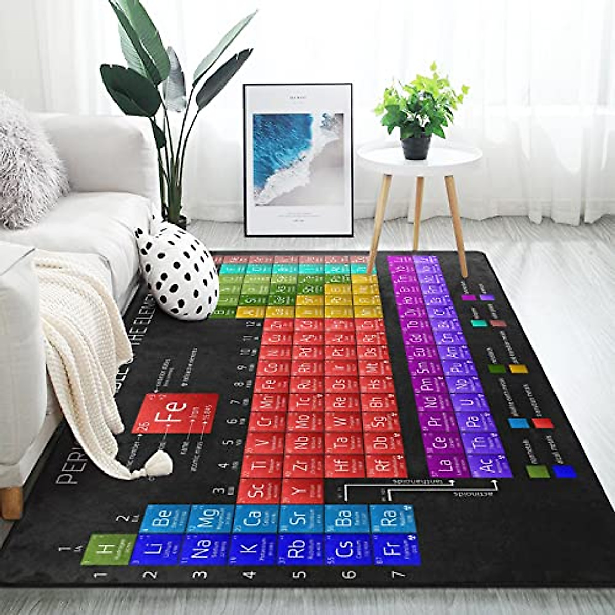 ALAZA Periodic Table of The Elements Chemistry Area Rug Rugs for Living Room Bedroom 7'x5'