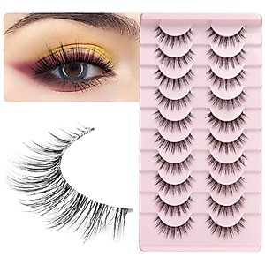 False Eyelashes 3D Lashes Natural Look Fake Eyelashes Clear Band 14mm lashes Soft Volume Lashes 10 Pairs Pack