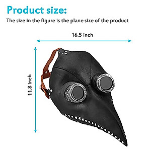 Starhig Halloween Plague Doctor Mask,Steampunk Bird Plague Doctor mask Long Nose Beak Cosplay Halloween Party