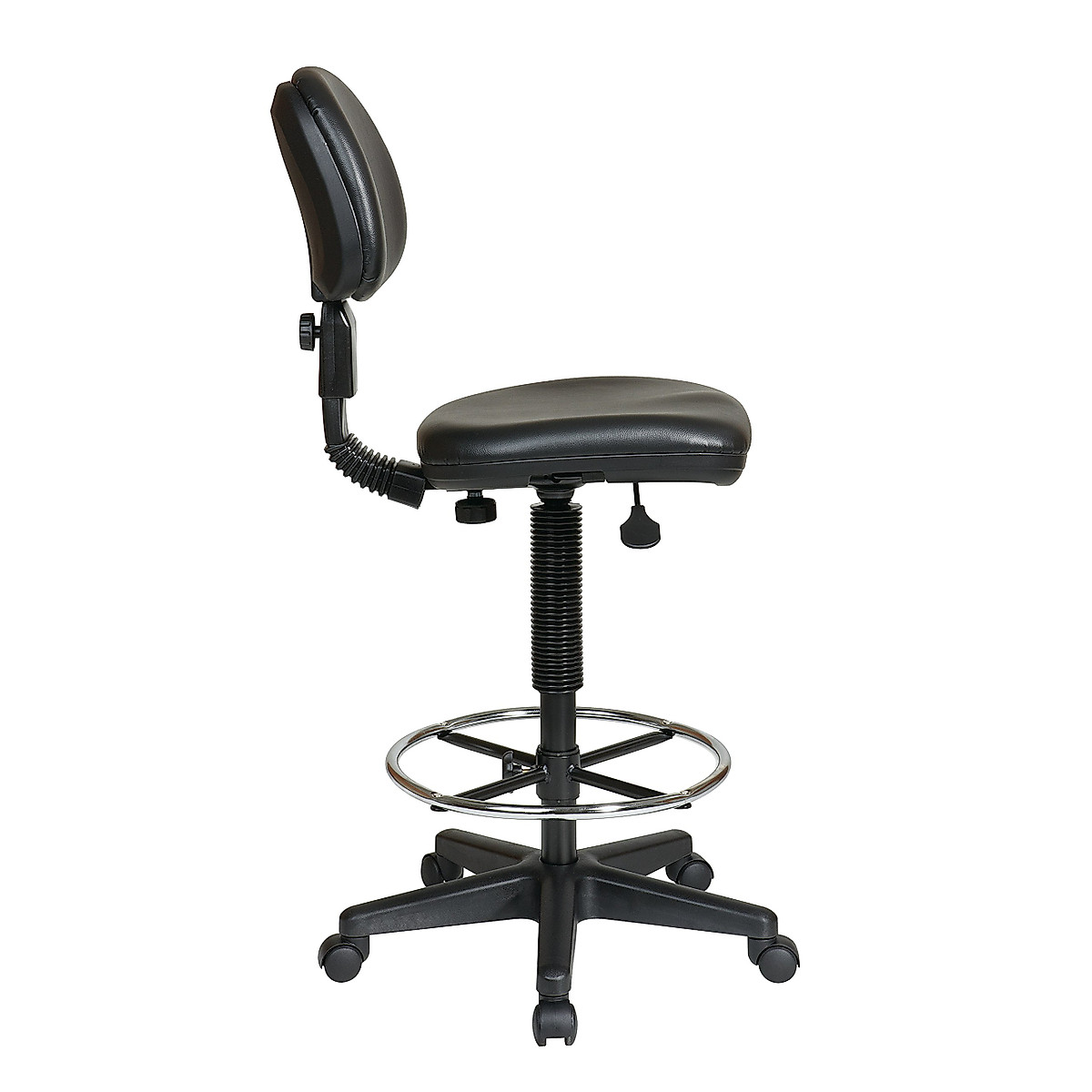 Office Star DC Series Adjustable Drafting Chair with Foot Ring and Sculptured Foam Seat, Black Vinyl