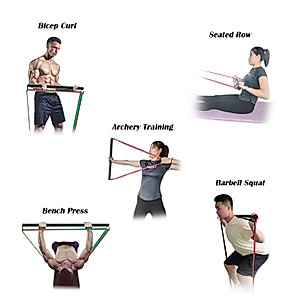 Prebene Resistance Band Bar, 26.4in or 39.4in, Workout Bar for Fitness, Portable Weightlifting Training, Suit for Home Exercise, Resistance Band Training