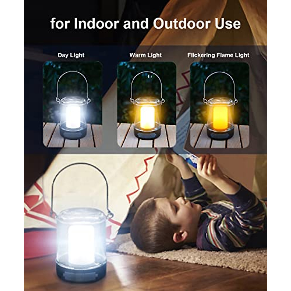 LED Camping Tent Lantern Rechargeable, LED Camping Lights with 2400mA Power Bank, Portable Outdoor Waterproof LED Lantern for Camping,Hiking,Storms,Hurricane,Power Failure