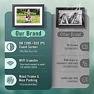 Digital Picture Frame 10.1 inch - WiFi Smart Photo Frame HD IPS Touch Screen Built in 16GB Memory Calendar Share Photo & Moments Instantly via Frameo App from Anywhere