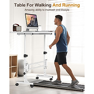 JHMYHO Portable Rolling Desks with Wheels Adjustable Height Small Laptop Desk Small Standing Desk for Small Space Uplift Mobile Work Desk on Wheels White