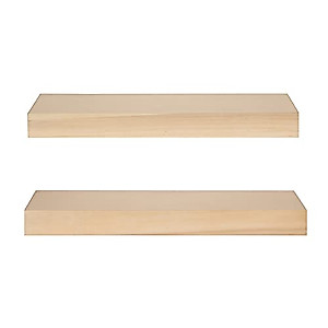 Kate and Laurel Havlock Modern Floating, Mid-Century Bathroom and Kitchen Shelves for Storage and Display, Set of, 2 Piece 24 x 8, Natural Wood