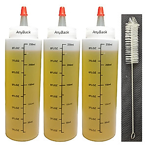 AnyBack Condiment Squeeze Bottles Pancake Batter Dispensers with Measuring Scales Sets 3 for Sauces Dressings Sculpting Modeling Decorating Crafts 8 Fl Oz