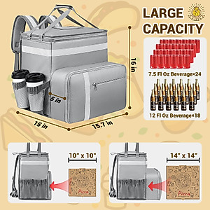 Food Delivery Backpack,Expandable Insulated Hot Pizza Bags for Delivery with 3 Support Boards for Bike,Large Leakproof Food Delivery Bag with Reflective Strip For Uber Eat,Grubhub,Doordash,Catering