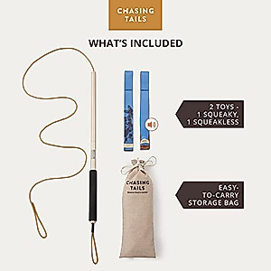 Chasing Tails Flirt Pole for Dogs Heavy Duty - 26 Inch with 30 Inch Rope and Two Toys for All Breeds - Spring Pole for Dogs, Dog Flirt Pole for Large Dogs, Dog Catcher Pole