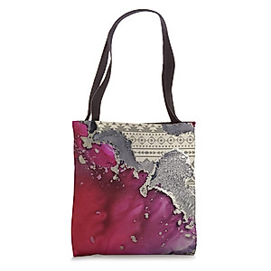 Magenta Aztec Modern Art Alcohol Ink Distressed Pattern Tote Bag