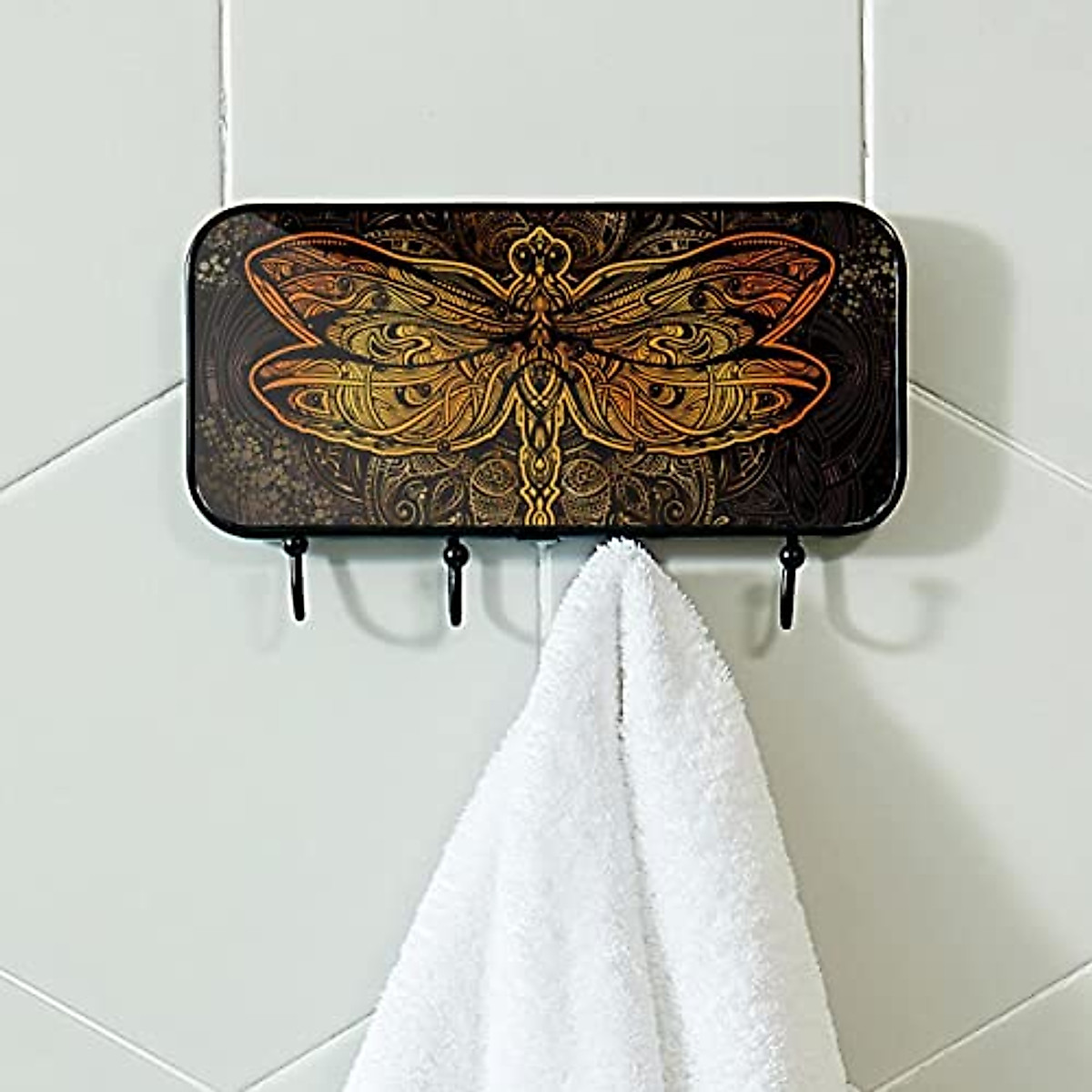 Vintage Retro Dragonfly Personalized Adhesive Hooks Towel Hooks Wall Hooks for Kitchen Bathroom