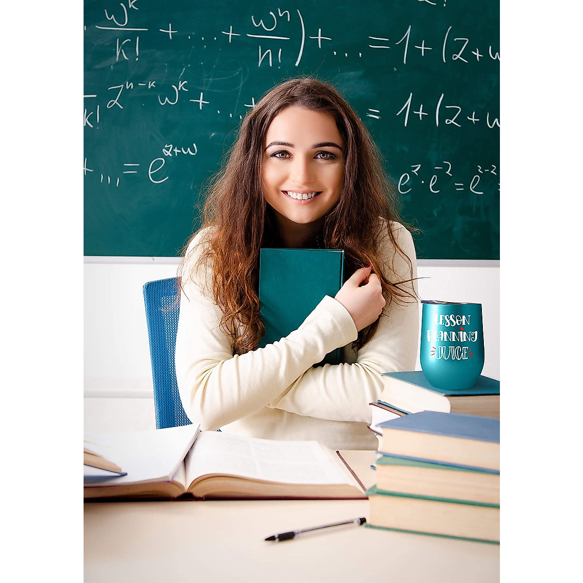 Fancyfams Teacher Gifts for Women - Lesson Planning Juice - 12oz Wine Tumbler, Funny Gifts for Teachers, Teachers Appreciation Gift, (Lesson Planning - Turquoise)