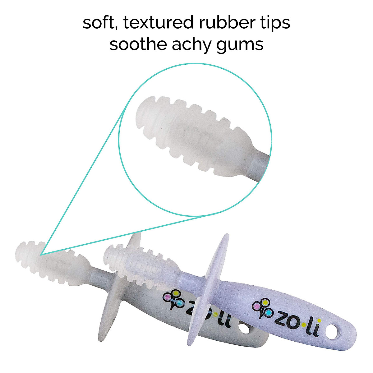 ZoLi Chubby Gummy teether | 2 Pack Baby Teething Relief - Lilac/Grey, BPA Free Teething Stick