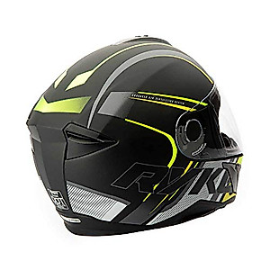 Motorcycle Full Face Helmet DOT Street Legal +2 Visors Comes with Clear Shield and Free Smoked Shield (MGAH21) (Matte Black Yellow, Large)