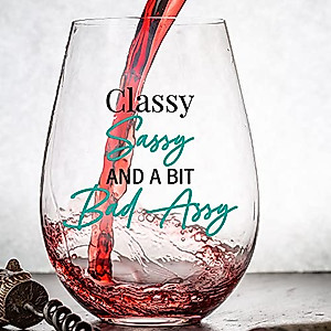 Funny Wine Glass for Women Men | Sassy Gifts for Women | Cute Fun Wine Glasses | Funny Birthday Gifts for Friends, Coworkers, Boss, Neighbor Girlfriend | Wine Lovers Gifts for Women | 15 oz. Stemless