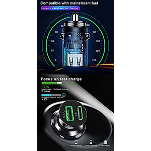 EONLINE 3.1A Charger PD Quick Car Charging Adapter USB C Car Charger Compatible with Samsung/Vivo/iPhone (Black),TE-339PD