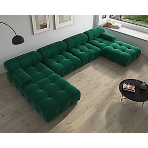 BOKIFOL Sectional Sofa, Modular Sectional Couch with Ottomans- U Shaped Couch for Living Room, 6 Seater Sofa Sets,138"(Green)