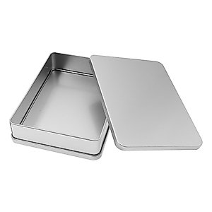 Ulifestar Metal Empty Boxes, Tin Boxes with Lid,Small Silver Tin Boxes,Stackable Organizer Containers,4PCS Storage Tin for Home Outdoor Active Storage Containers
