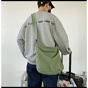 Y2K Aesthetic Canvas Shoulder Bag, Large Capacity Hobo Retro Crossbody Bag, Fairy Grunge Handbag for School (Green)