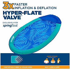 SwimWays Spring Float Original Pool Lounge Chair with Hyper-Flate Valve, Teal Palm